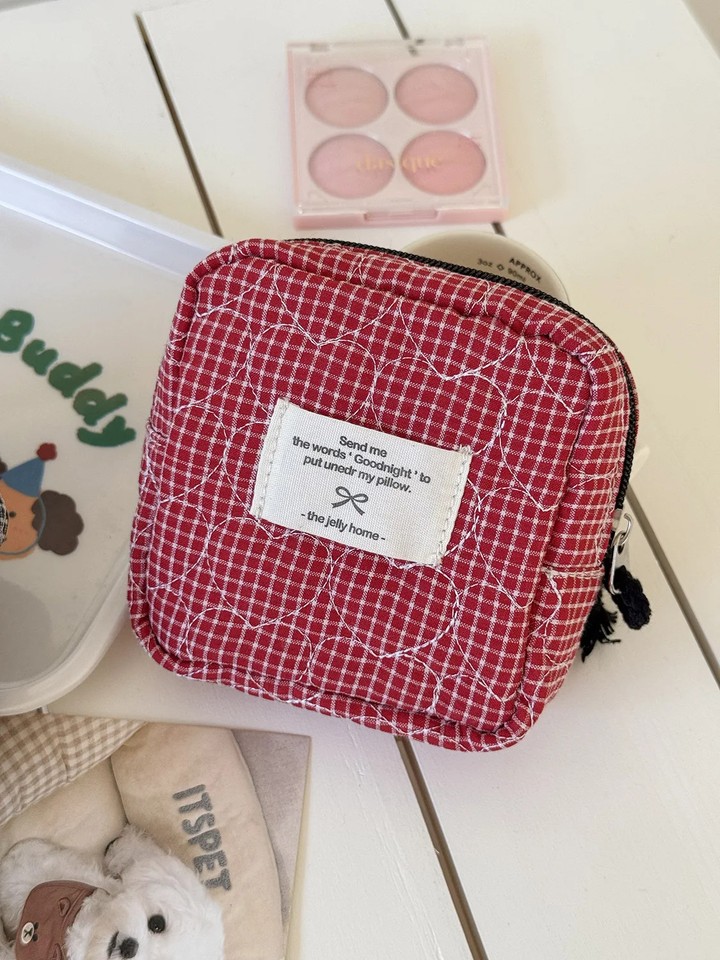 Quilted Heart Plaid Women's Cosmetic Bags Makeup Case Large Capacity ...