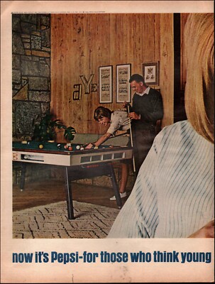 1960's Vintage ad Pepsi-Cola retro Soda Bottle Couple Pool Table 03/09 ...