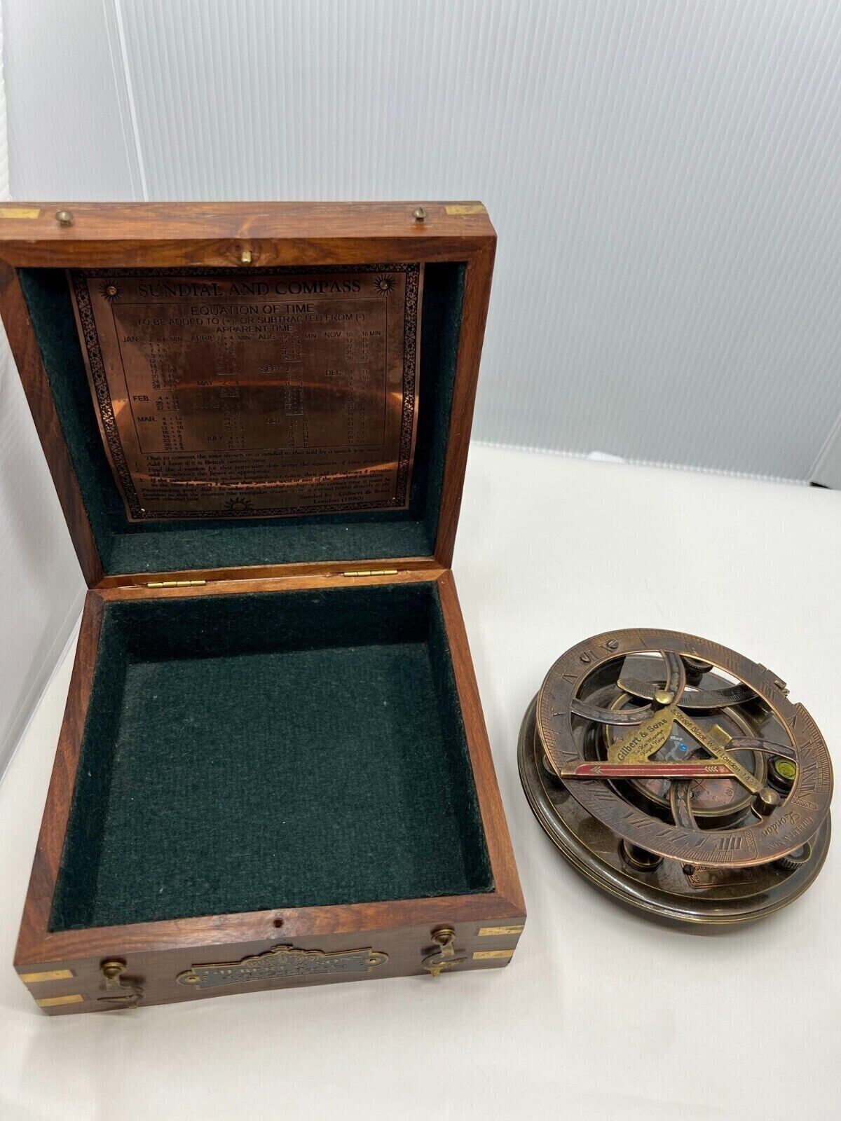 Nautical Brass Sundial Gilbert & Sons Compass Antique Reproduction ...