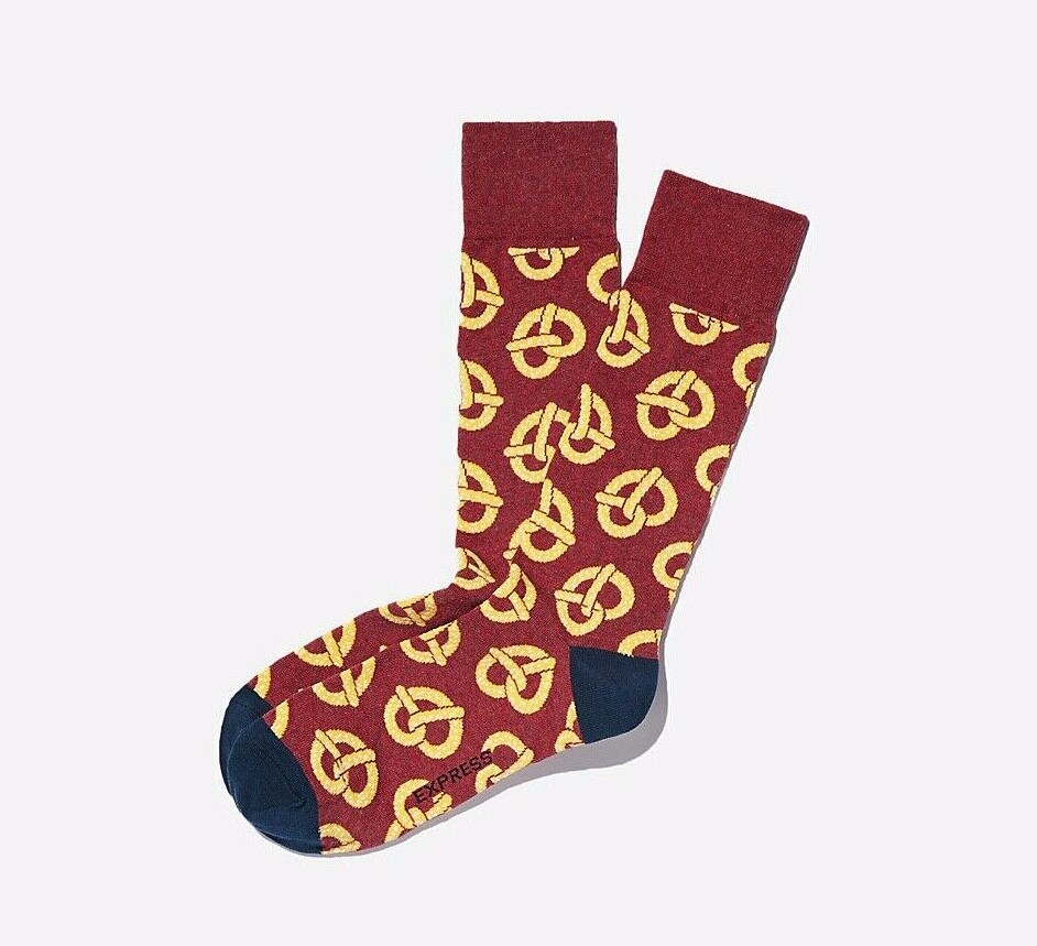 NWT EXPRESS MEN Pretzels DRESS SOCKS Burgundy 04609019 0885 CO | eBay