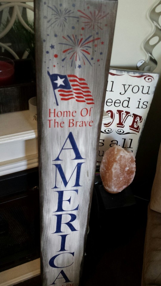 Large America Porch Sign Rustic Wood Vertical 48" Primitive Distressed ...