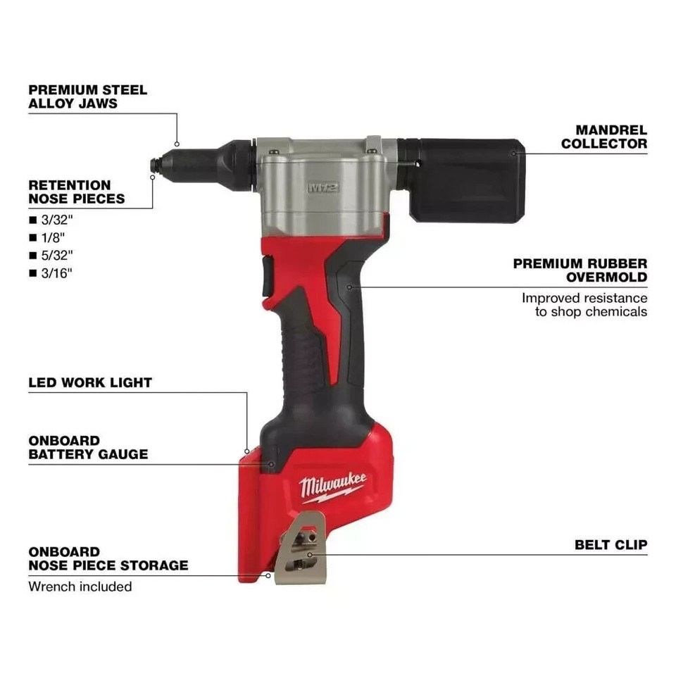 BRAND NEW SEALED Milwaukee M12BPRT-0 Pop Rivet Tool Gun 2550-20 (Bare ...