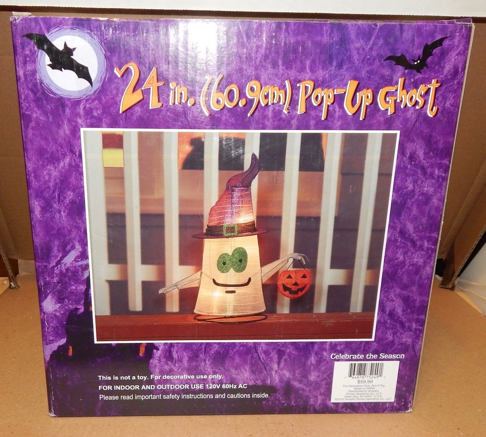Halloween 24" Pop Up Ghost Has 3 C7 Lights Collapsible With Metal ...