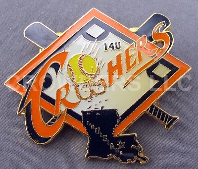 Louisiana Crushers 14U Fast Pitch Softball Gold Backed Pin Baseball Bat ...