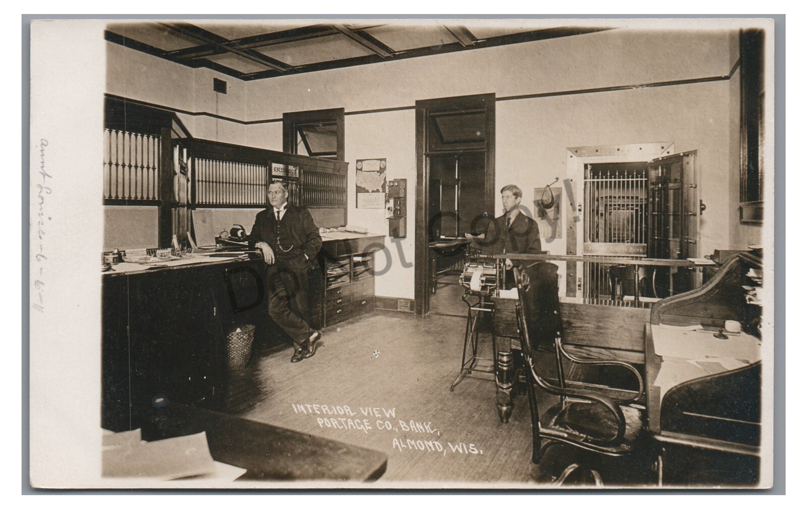 RPPC Portage County Bank Interior ALMOND WI Wisconsin Real Photo ...