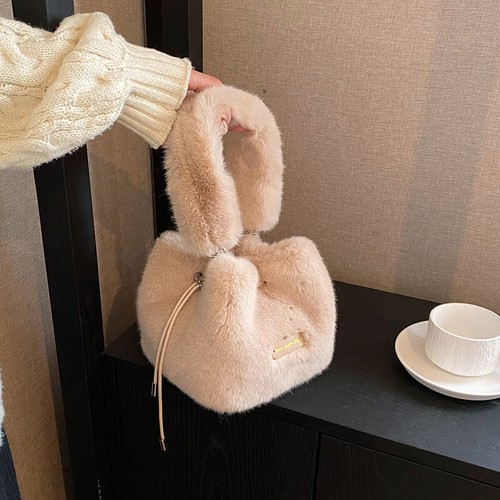 Classic Plush Barrel Bag Women's 2023 New Retro Crossbody Bag Trendy ...