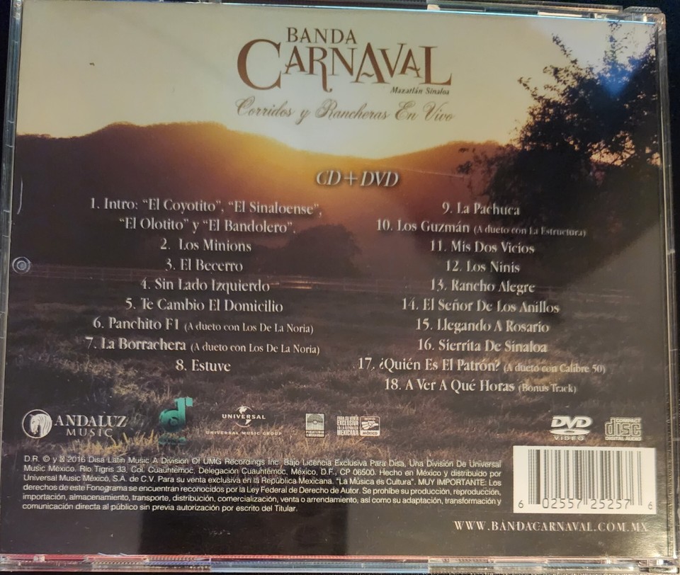 BANDA CARNAVAL - CORRIDOS Y RANCHERAS EN VIVO (2016 CD+DVD) | eBay