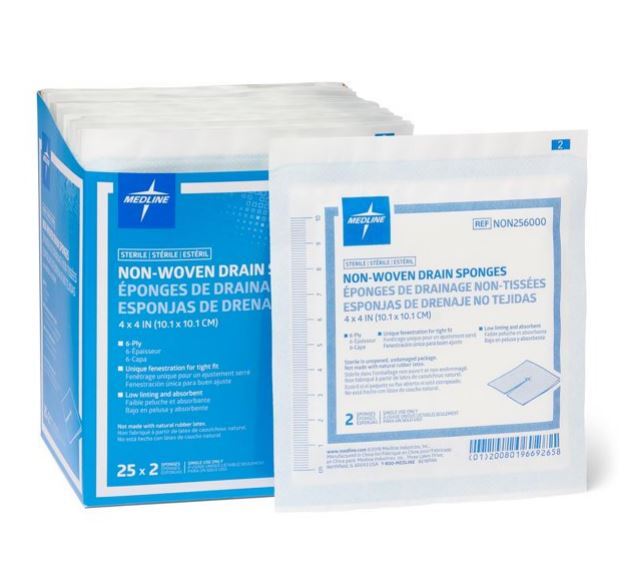 Medline Sterile Nonwoven Gauze Drain Sponges 4"x4", 3 Boxes | eBay