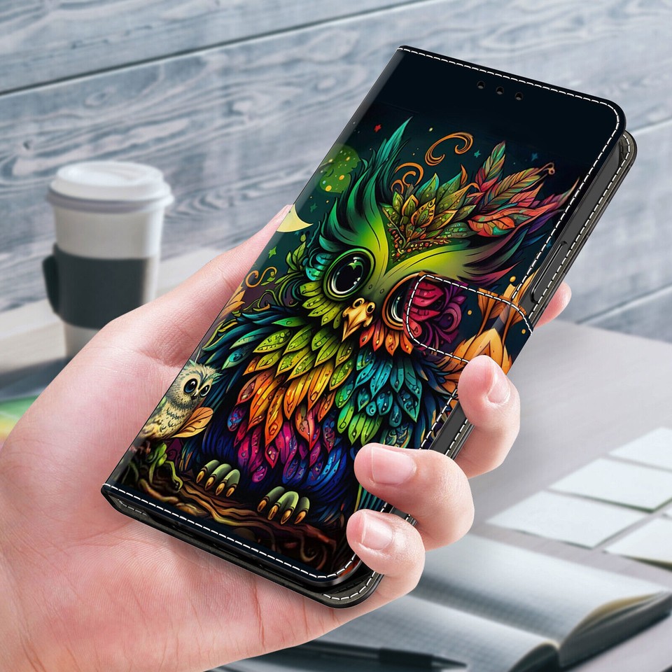 Tree Flower Tiger Owl Printed Wallet Phone Case For Samsung S24 S23 FE ...