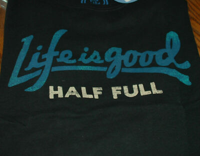 Medium NWT Men's Life is Good Half Full Black SS Creamy Tee | eBay