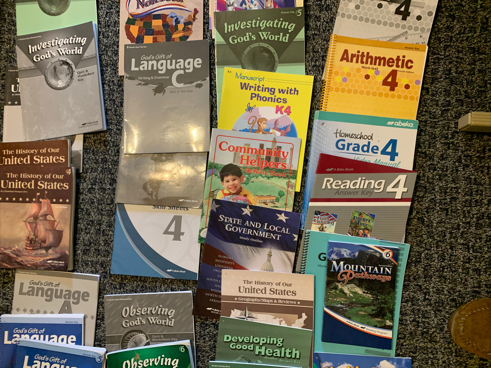 a beka abeka book elementary lot of 1 - 6 grade school materials huge ...