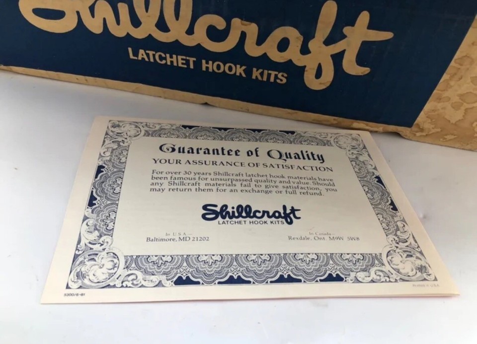 Vintage shillcraft 100% wool rag making kit #235 45”x45” Latch Hook Kit ...