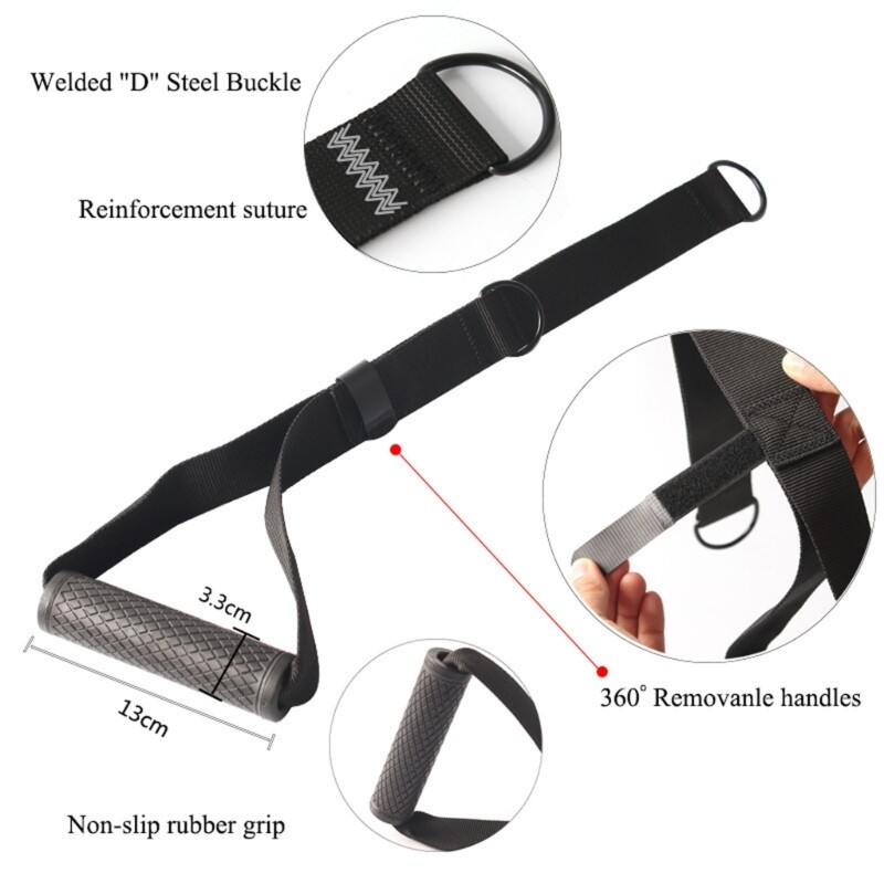 Cable Machine Attachments Webbing Pull Down with D Rings For Fitness ...