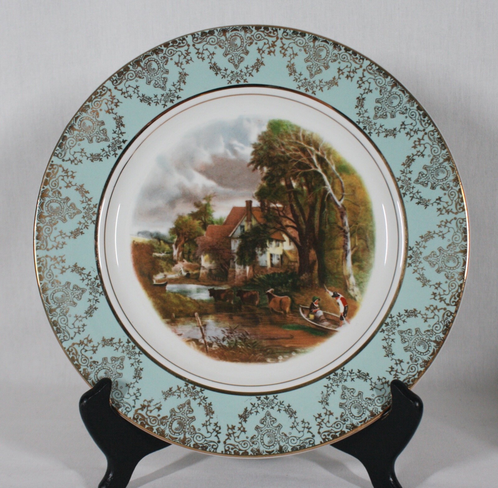 RARE! VINTAGE BARRATTS STAFFORDSHIRE COTTAGE SCENE PLATE 10" DIAMETER ...