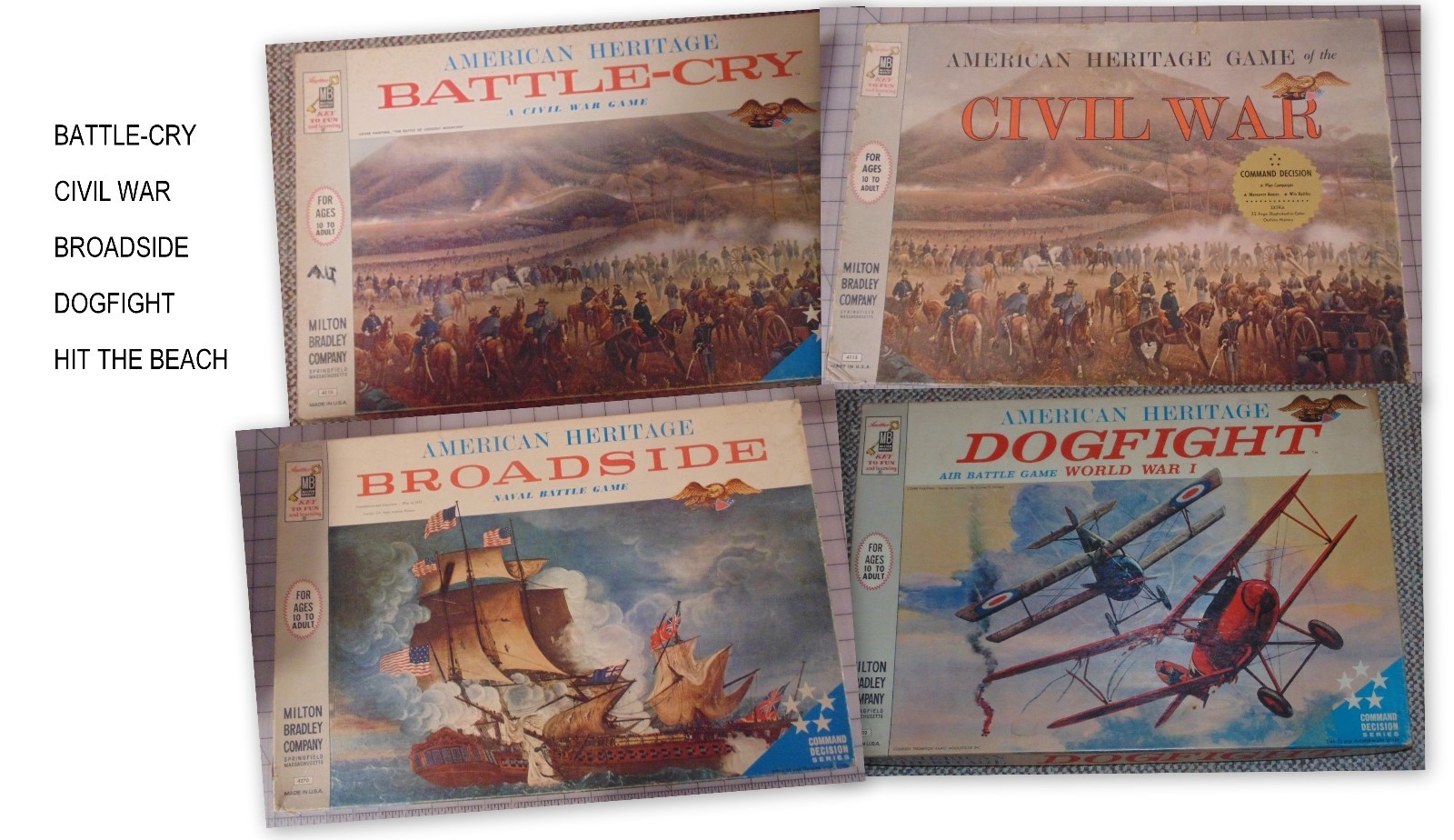 Battle Cry,DogFight,Broadside,Hit the Beach,Civil War, FIREBALL ISLAND ...