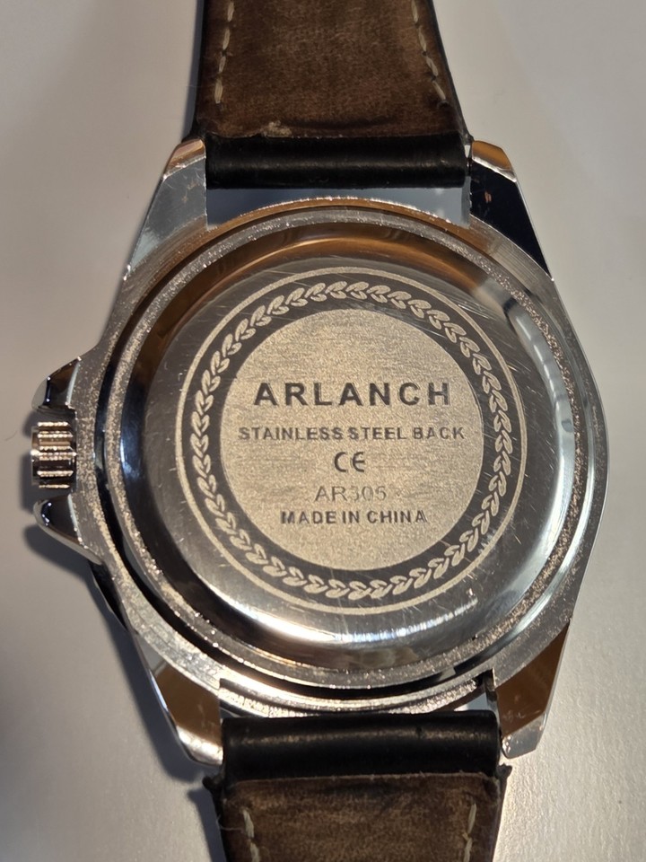 Arlanch 40mm Dive Style Quartz Watch – Black Rotating Bezel - BOXED! L ...