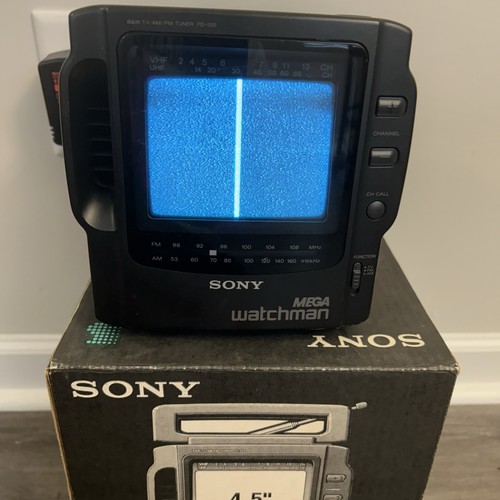 Vintage Sony Mega Watchman FD-525 Portable B&W TV AM/FM Radio Tuner ...