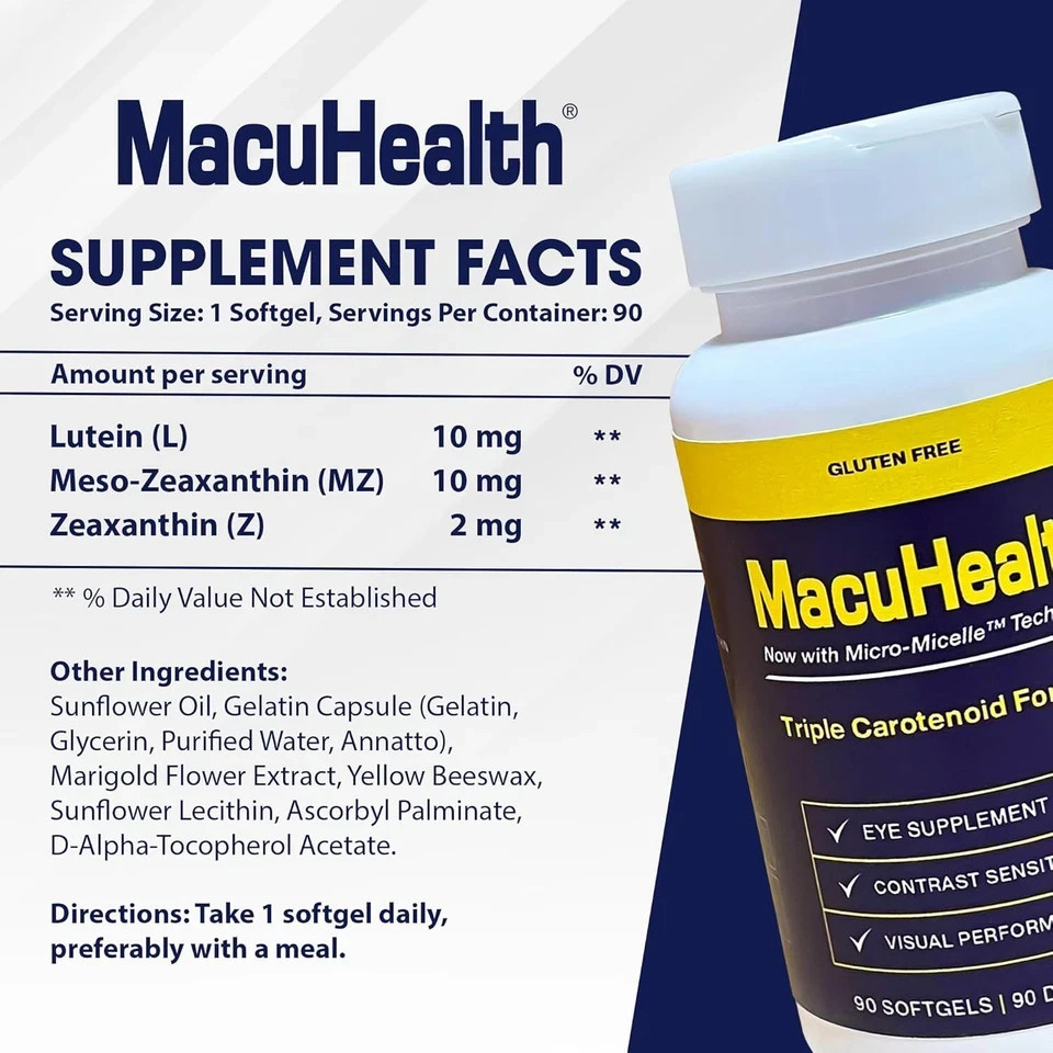 3 Bottles - MacuHealth Triple Carotenoid Formula - Eye Vitamins for ...