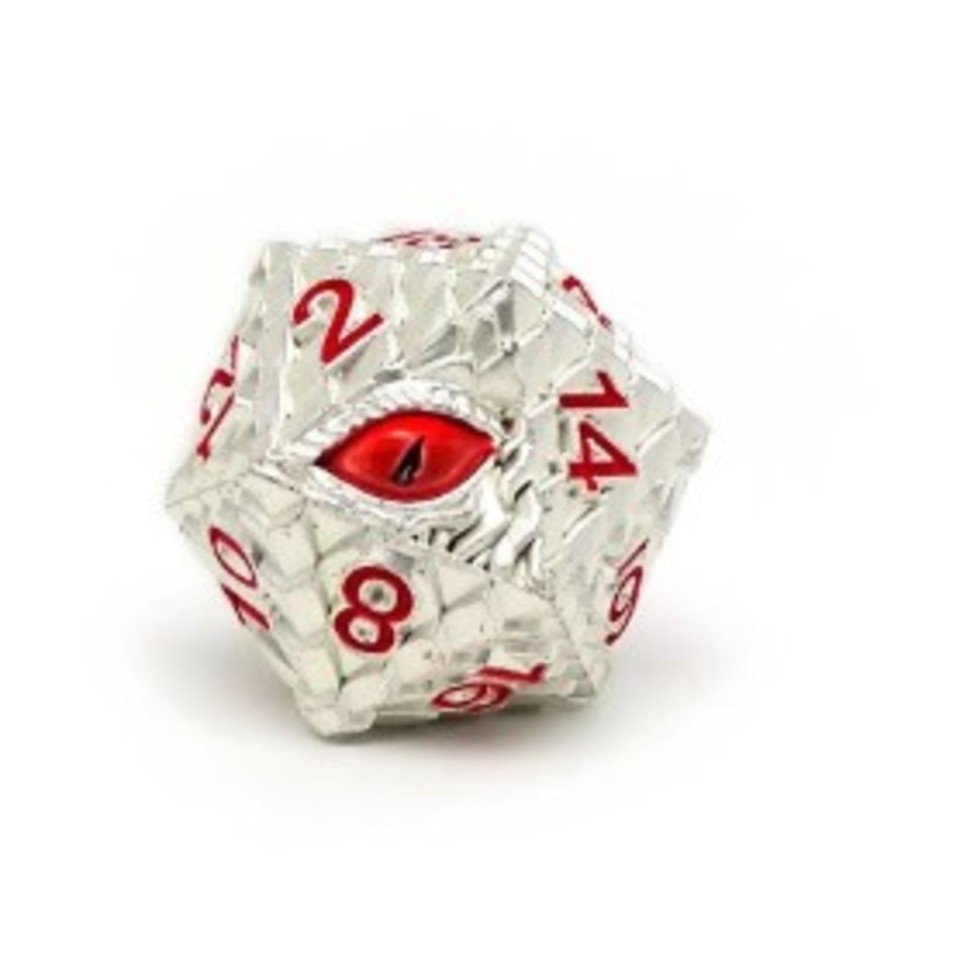 Medal Dice Poly Set Eye of the Dragon Poly Set - Silver w/Red (7) New ...