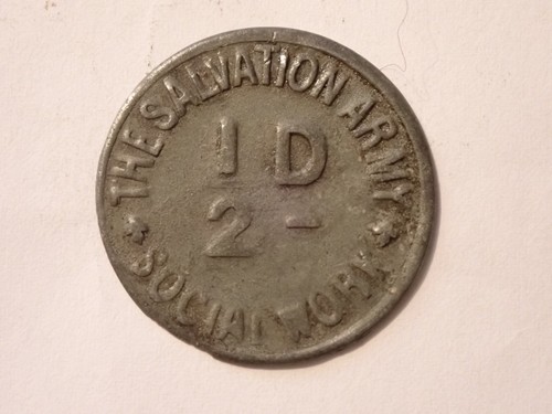 THE SALVATION ARMY SOCIAL WORK HALFPENNY TIN TOKEN c1930s in VERY GOOD ...