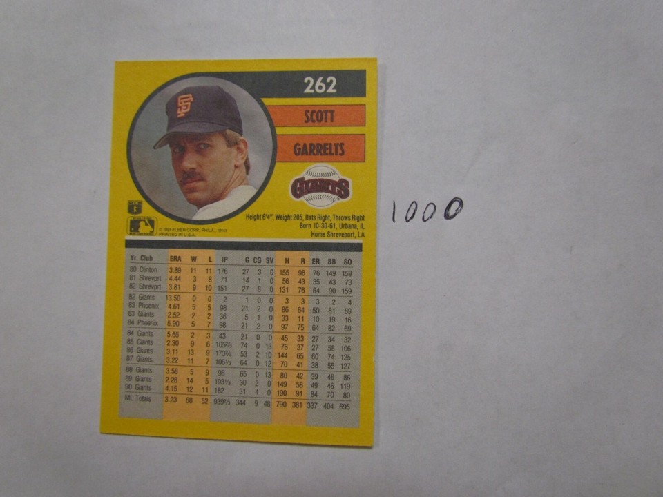 1991 Fleer Scott Garrelts Autographed Baseball Card | eBay