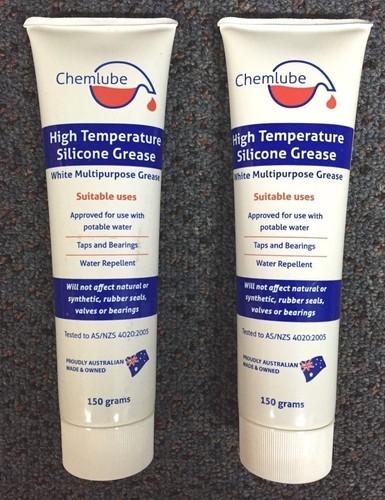 2 X Chemlube High Temp Silicone Grease / Lubricant 150g Food Grade O ...
