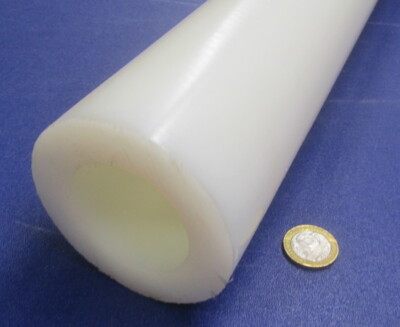 UHMW White Round Tube 3.00" OD Oversize x 2.00" ID Undersize x 36 ...