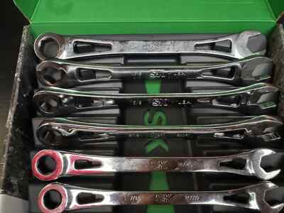 USA made SK PROFESSIONAL TOOLS 80049 7pc SAE X-Frame Ratcheting Wrench ...