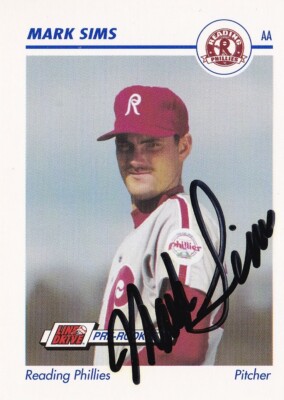Mark Sims Signed Autographed 1991 Line Drive Card #519 Reading Phillies ...