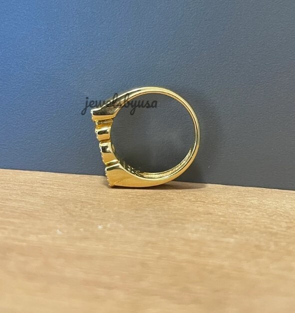 Genuine White Moissanite Men's Custom MOB Ring 14k Yellow Gold Plated ...