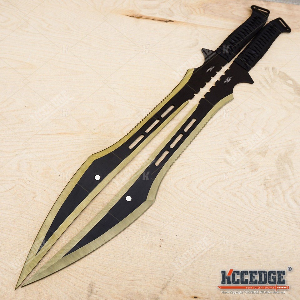 27 1/8" TACTICAL SURVIVAL Dual Twin Ninja Swords Magnetic FULL TANG ...