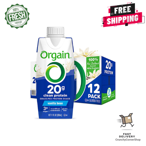Orgain 20g Clean Protein Grass-Fed Protein Shake, Vanilla Bean 11 fl ...