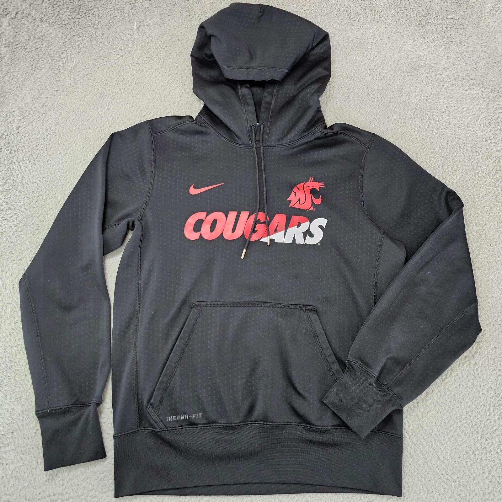 Washington State Cougars Nike Hoodie Mens Small Black Knit Sweatshirt ...