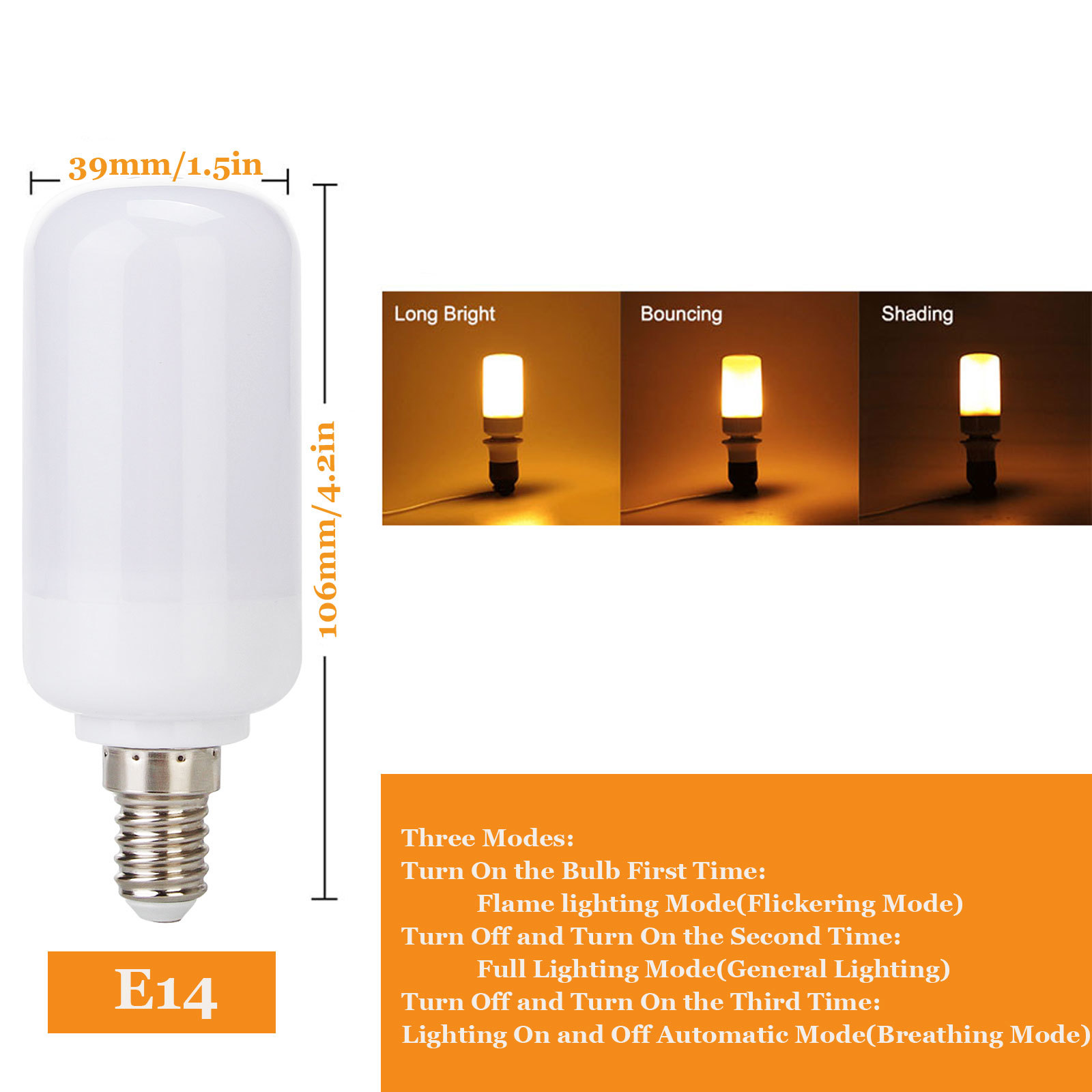 E27 E14 LED Flame Effect Simulated Nature Fire Light Bulb E26 E12 B22 Lamp GL369 | eBay