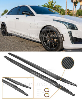 CARBON FIBER Package Side Skirts For 14-19 Cadillac CTS Rocker Panel ...