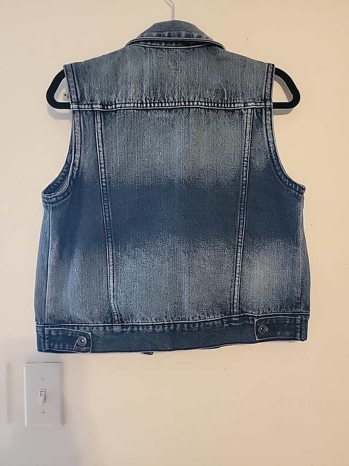 Agile Denim Black Studded Vest Large Biker Rocker Grunge Classic Punk ...