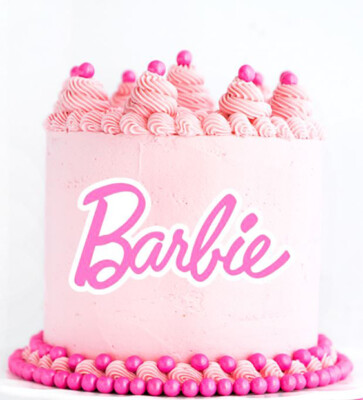 Barbie Logo Edible Cake Topper Image Barbie Edible Cake Decoration ...