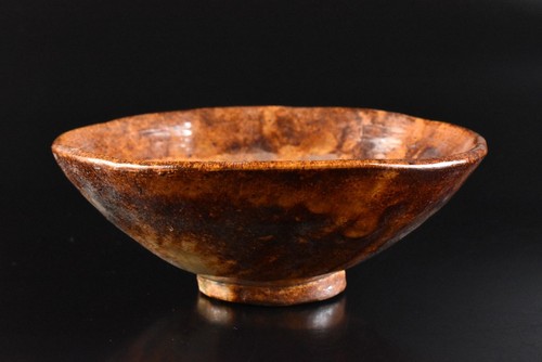 U5300: Japanese Old Raku-ware Shapely TEA BOWL Green tea tool Tea ...