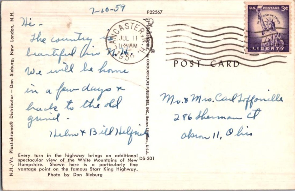 White Mountains New Hampshire NH : HIGHWAY SCENE n/08 BH0122 | eBay