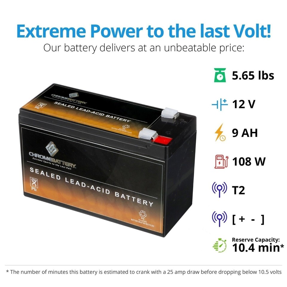 12V 9AH Sealed Lead Acid Battery Replaces PE12V9 PX12090 UB1290 - 4PK ...