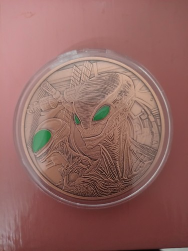 5 Oz Copper Medal.999 Alien Colorized Reverse Proof Glow in Dark | eBay