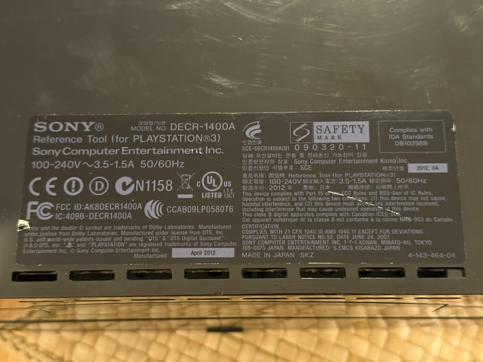 Sony PS3 Reference TOOL DECR-1400A Development Kit - FINAL FANTASY ...