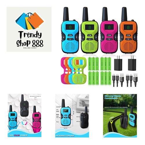 Colorful 4-Pack Walkie Talkies for Kids - Outdoor Adventure, Up to 3 ...