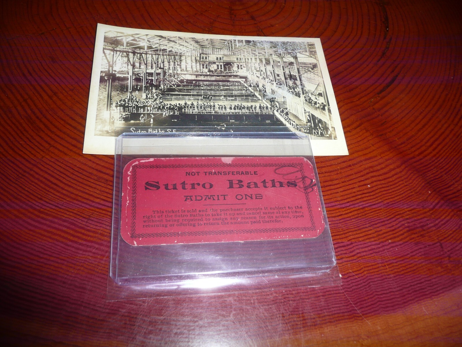 Sutro Baths RP postcard 1900, with Rare Sutro baths Ticket. | eBay