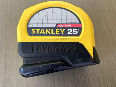 Stanley 25ft Measuring Tape Leverlock Center Scale Write-On Belt Clip ...
