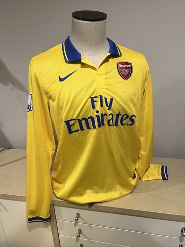 Fly Emirates Yellow Jersey Long Sleeve Nike Wilshere 10 Size L | eBay