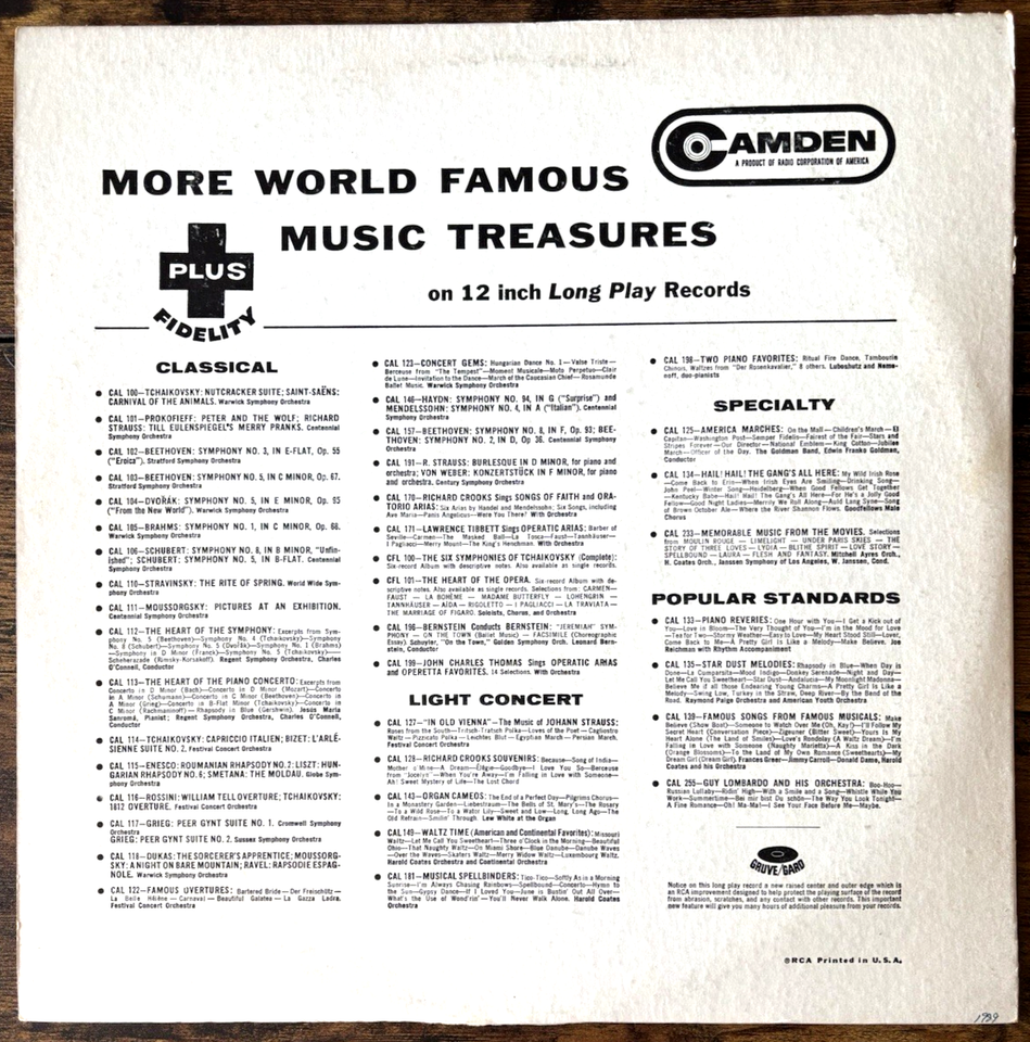 The Art of Josef Lhevinne LP, Chopin, Debussy, Schumann RCA Camden CAL ...