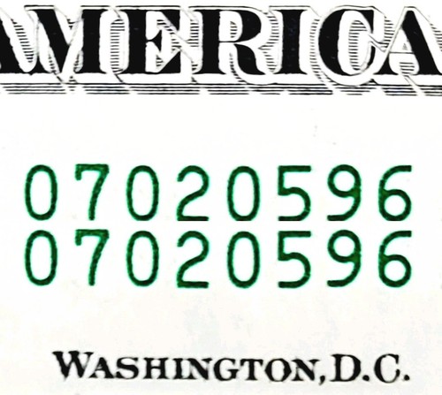 Same Matching Serial Number $1 Bill. Duplicate Serial Number. Unique ...