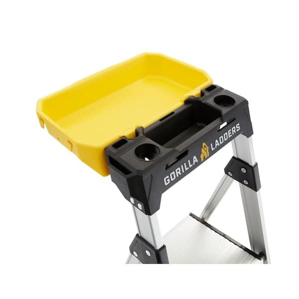 4 .5 ft. Aluminum Dual Platform Ladder with Project Bucket , 250 lbs ...