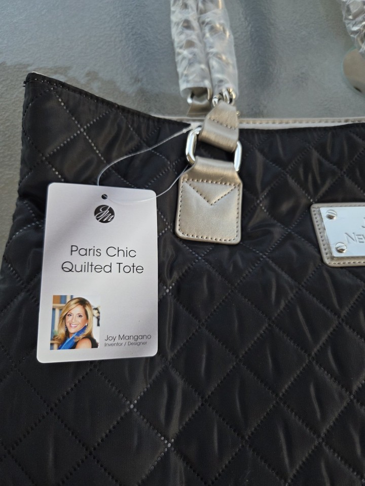 Joy Mangano Paris Chic Quilted Tote Bag Black/Silver NEW | eBay
